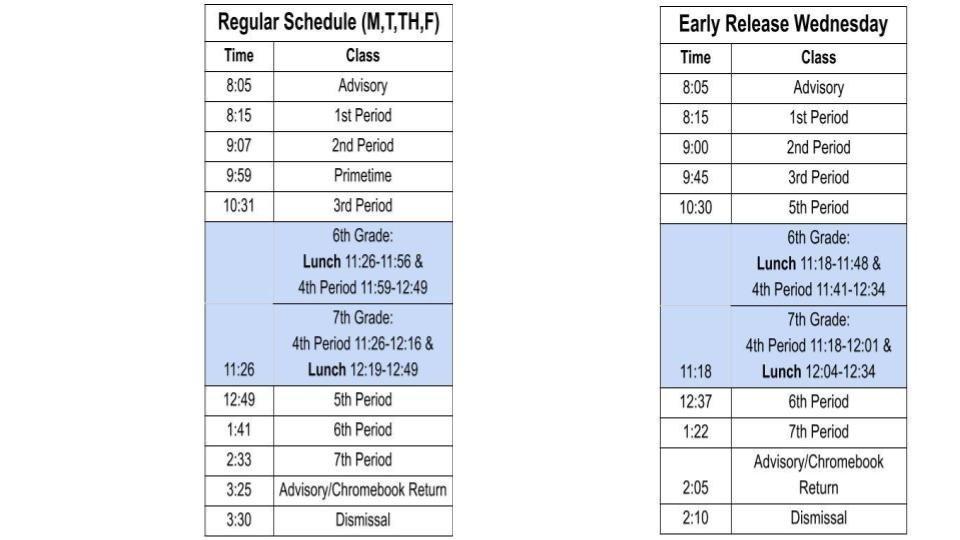 Attendance & Bell Schedule | J.O. Kelly Middle School
