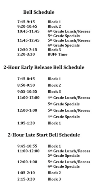 BELL SCHEDULE | Giddings Intermediate School