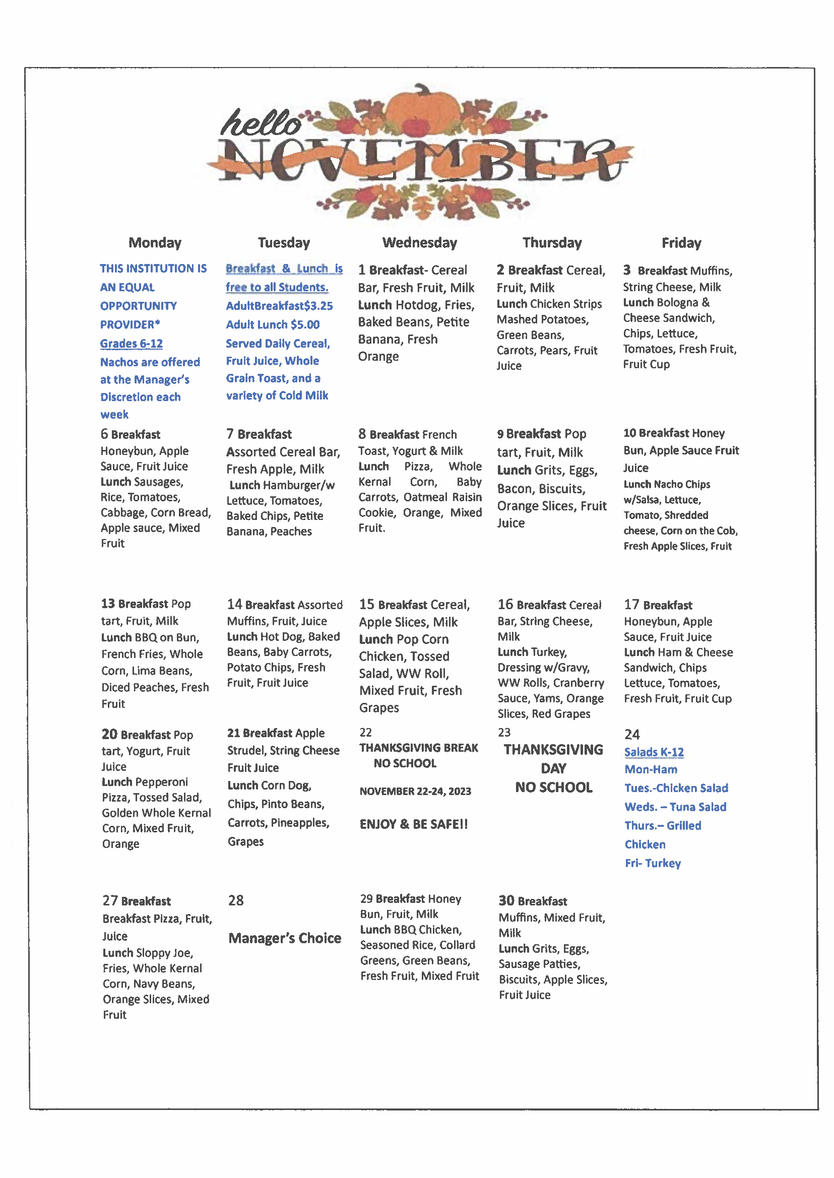 School Nutrition | Allendale County Schools