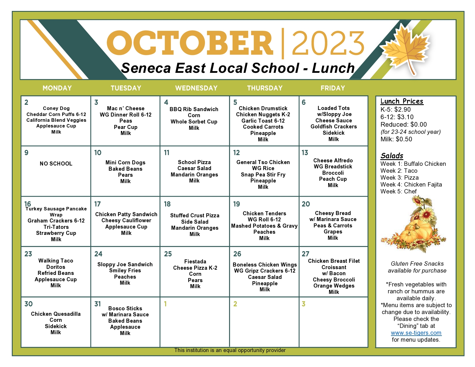 Food Services | SENECA EAST LOCAL SCHOOLS