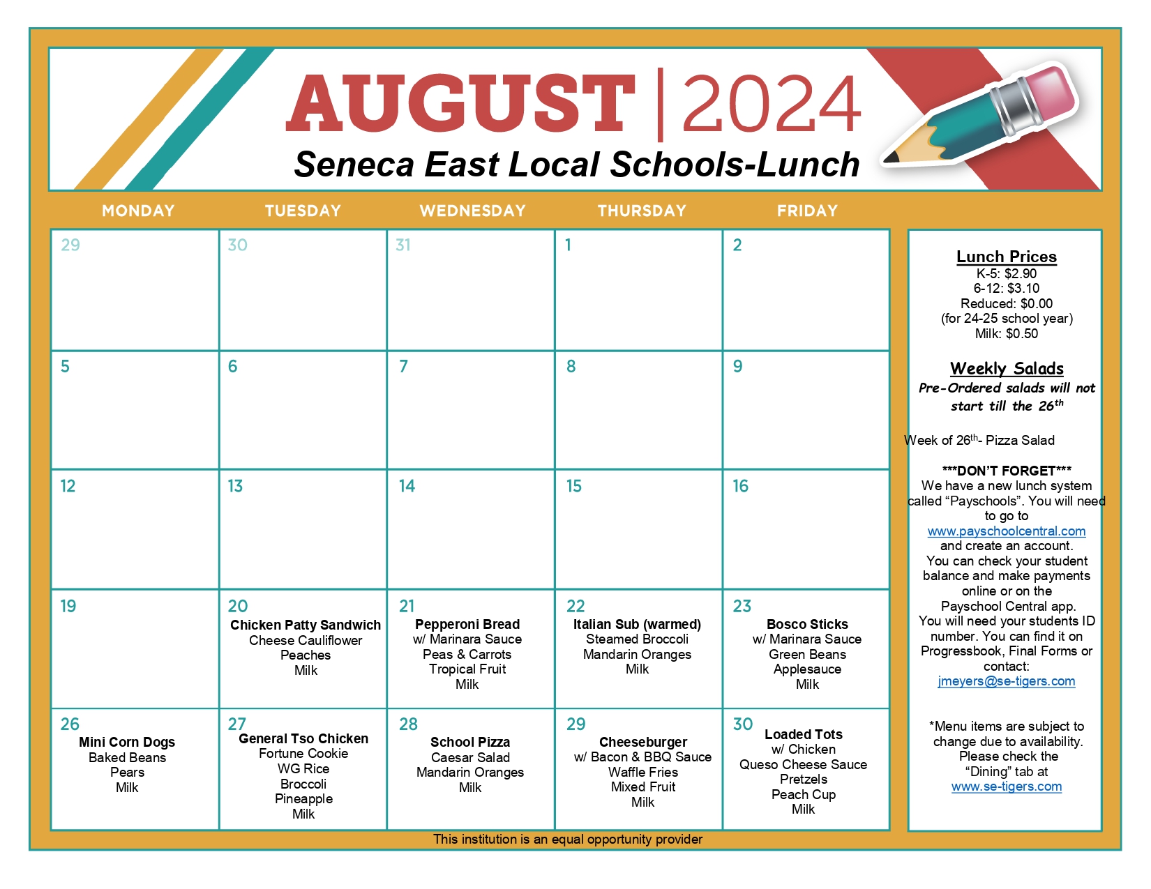 Food Services | SENECA EAST LOCAL SCHOOLS