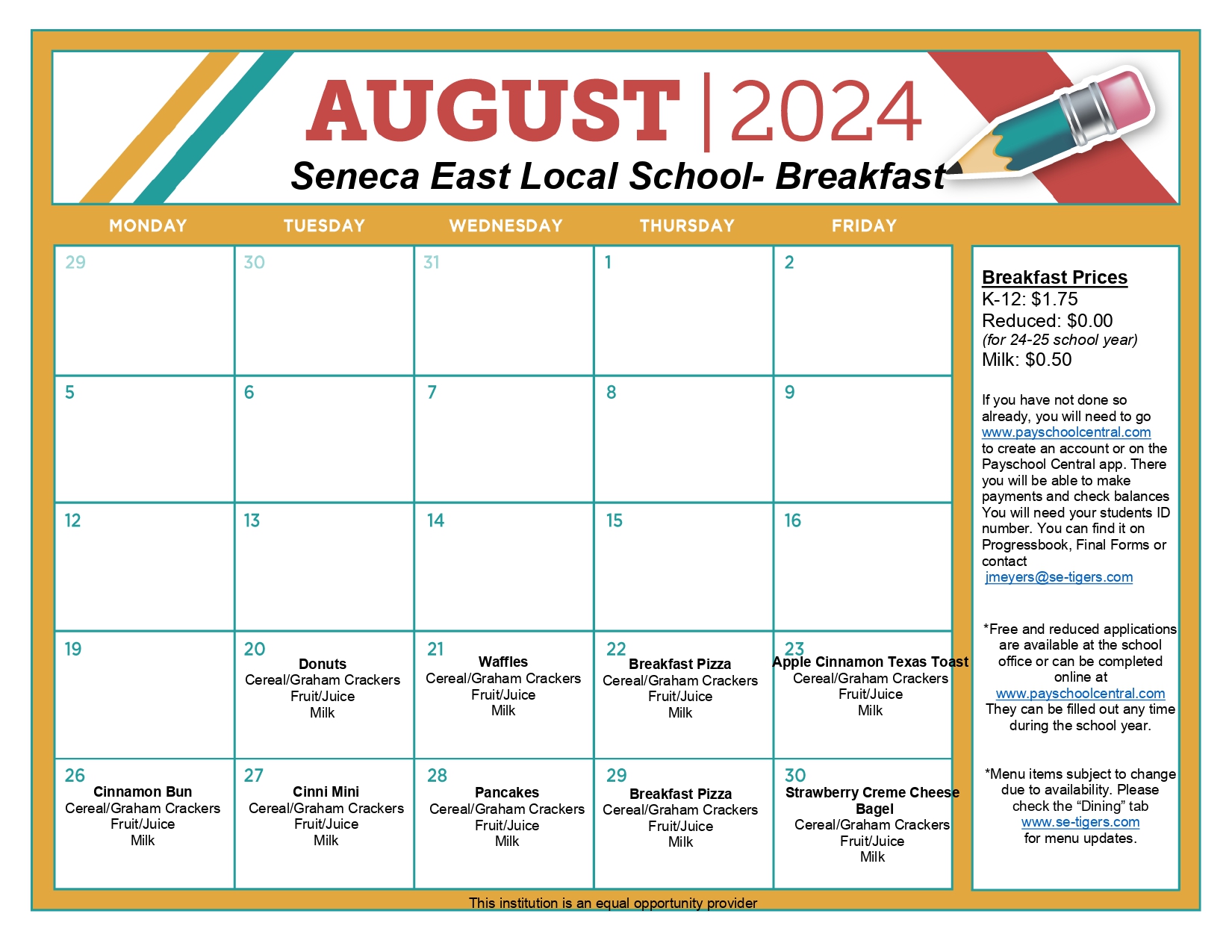 Food Services | SENECA EAST LOCAL SCHOOLS