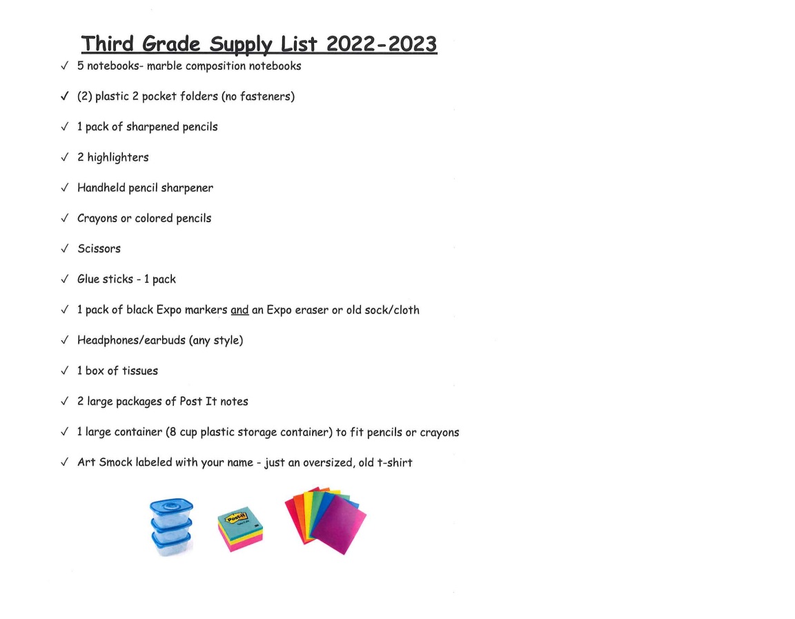 Third Grade Supply List Holly Hills Elementary School Third Grade Supply List Holly Hills Elementary School