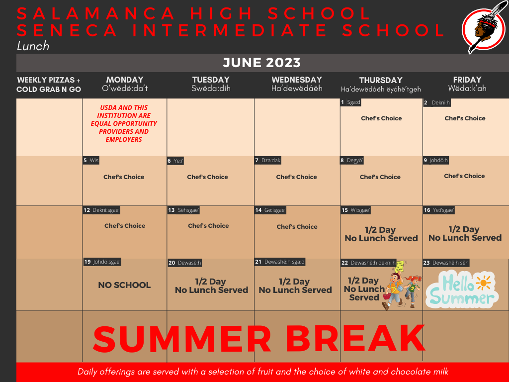 Breakfast & Lunch Menus | Salamanca City Central School District