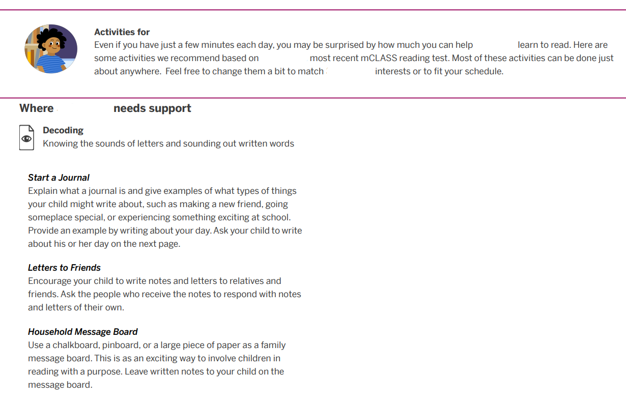 How to read the mCLASS home connect letter English | St. Pauls ...
