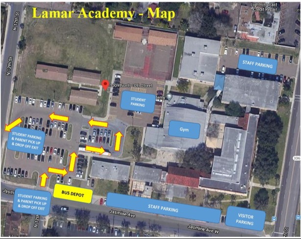 Student Drop Off Traffic Map | Lamar Academy