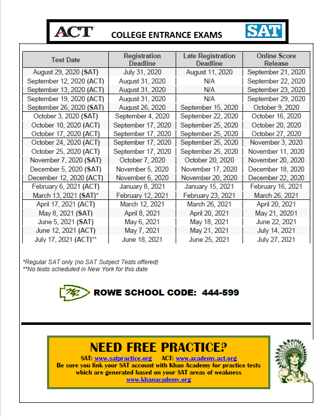 SAT/ACT Information | James Nikki Rowe High School