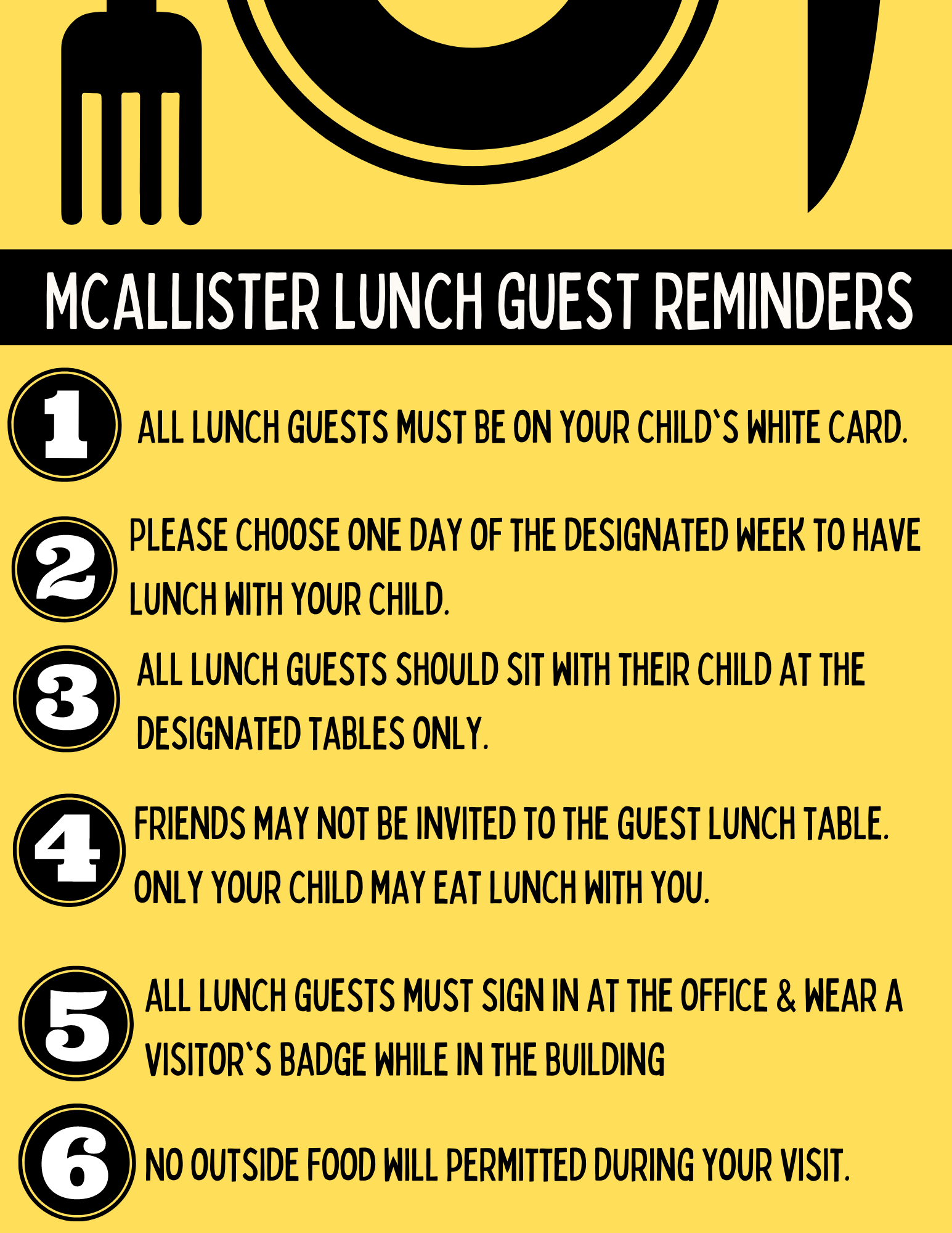 Lunch Guest Weeks & Guidelines | McAllister Elementary School