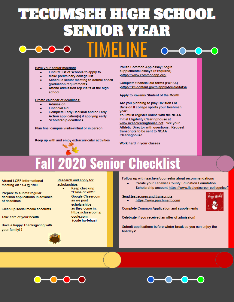 Senior Timeline | Tecumseh High School