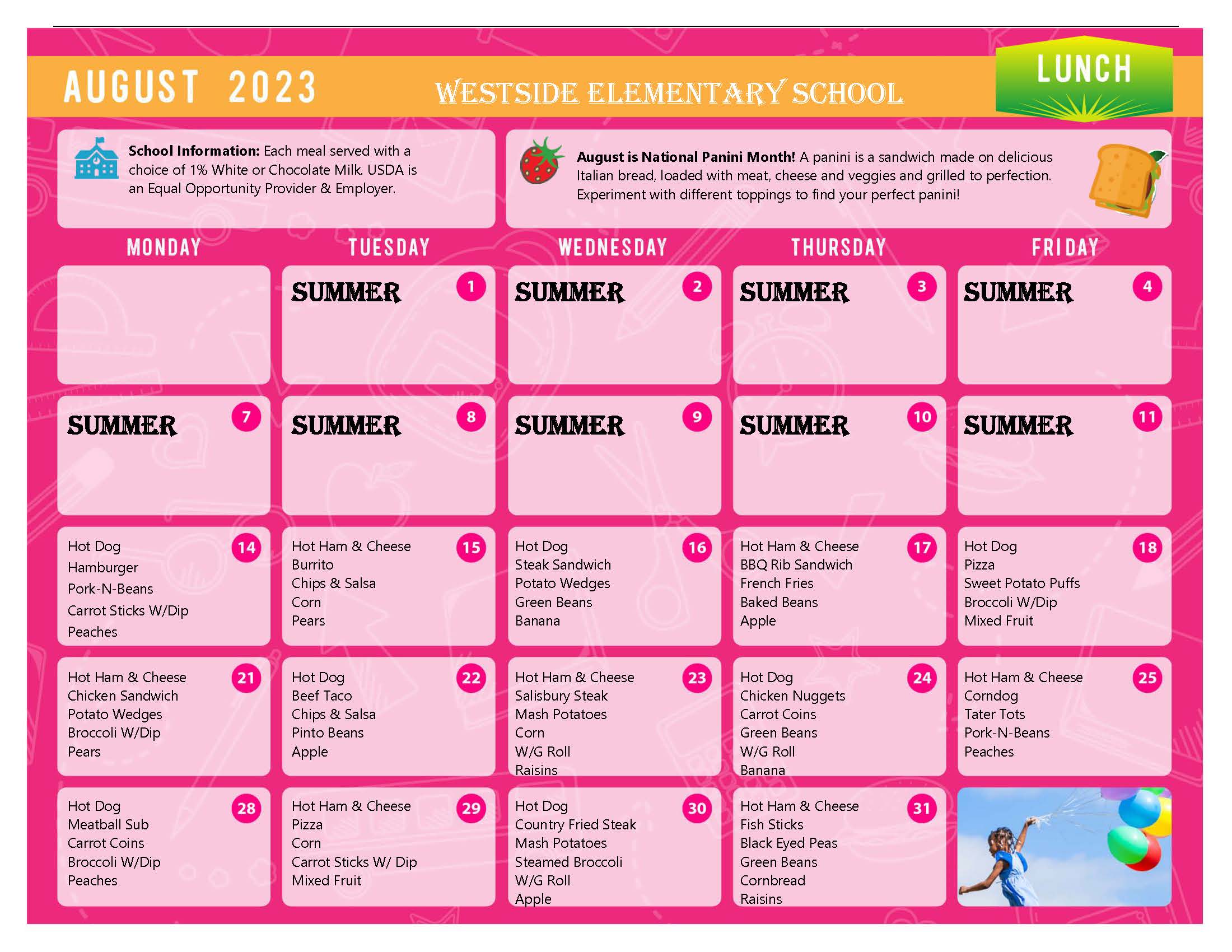 Dining Menus for Schools | Westside Consolidated School District