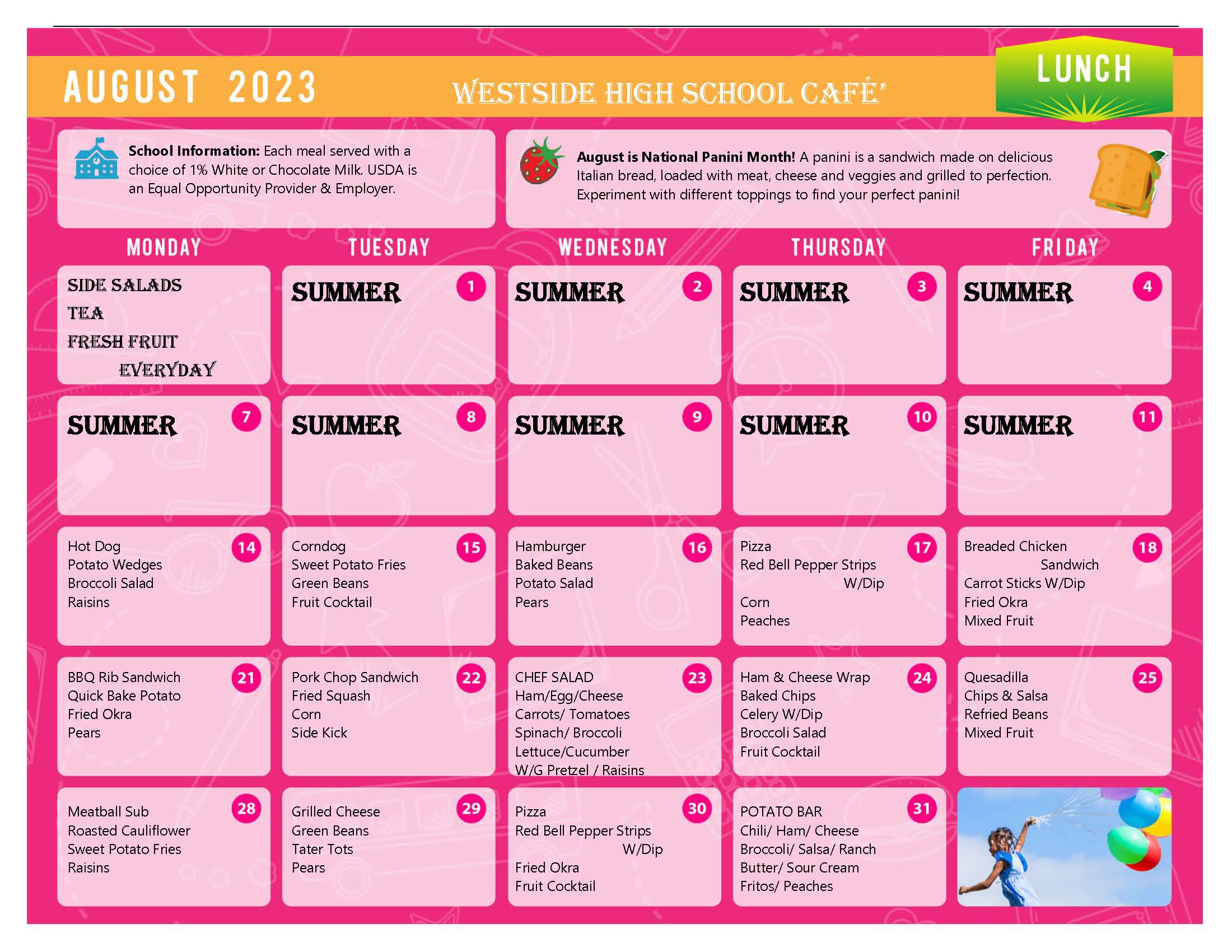 Dining Menus For Schools Westside Consolidated School District