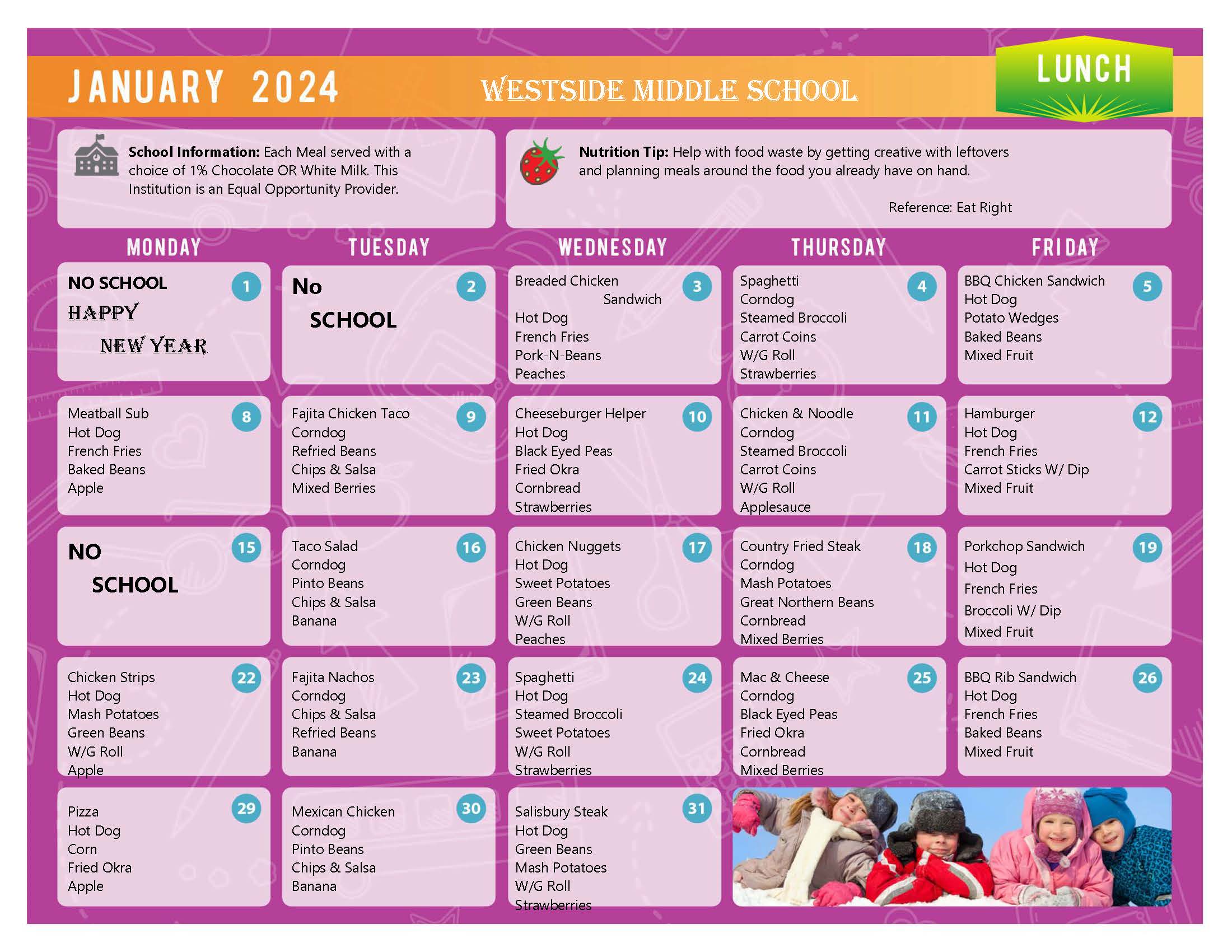Dining Menus for Schools | Westside Consolidated School District