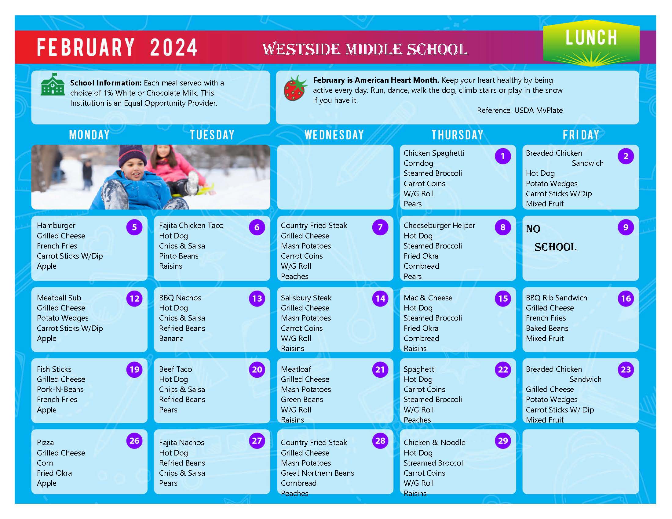 Dining Menus for Schools | Westside Consolidated School District