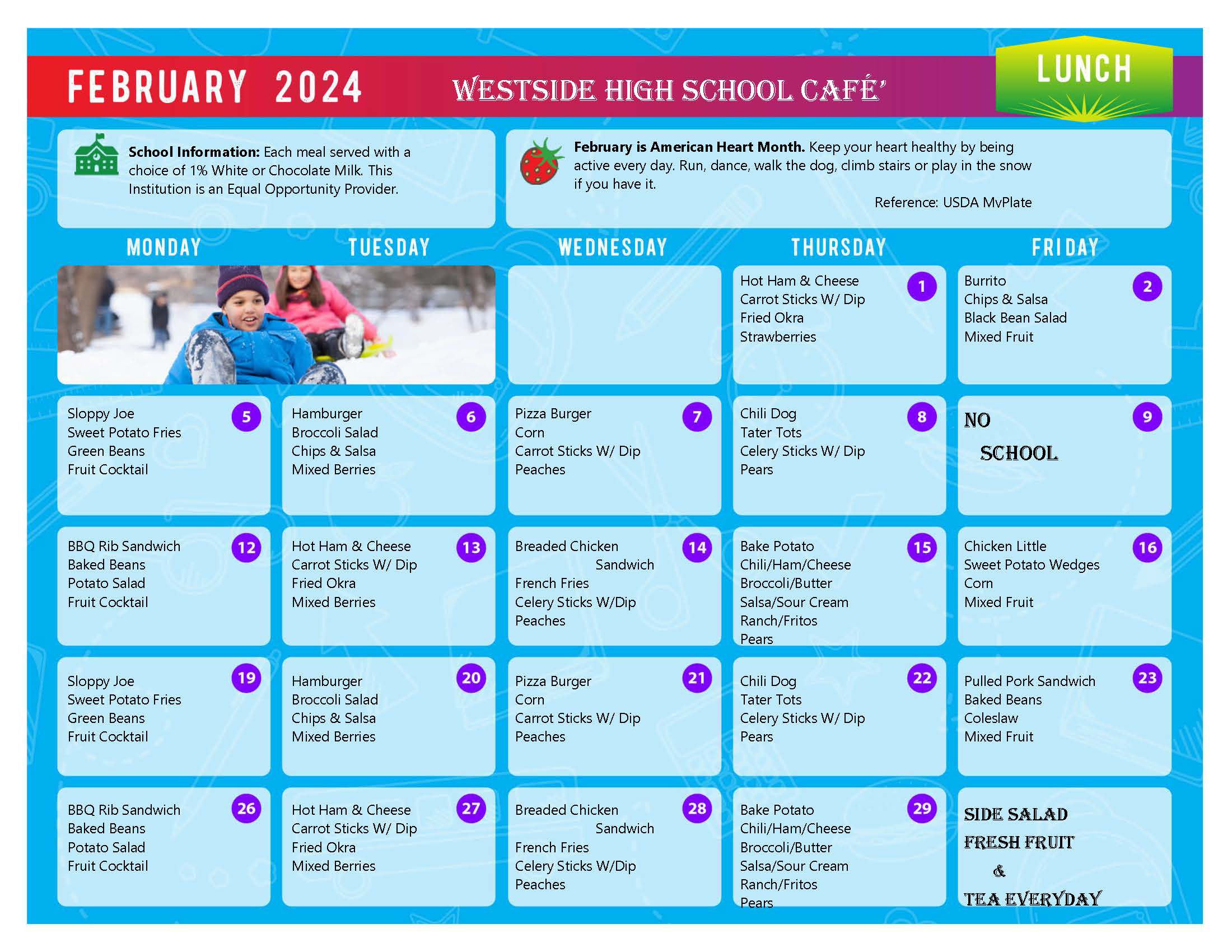 Dining Menus for Schools | Westside Consolidated School District