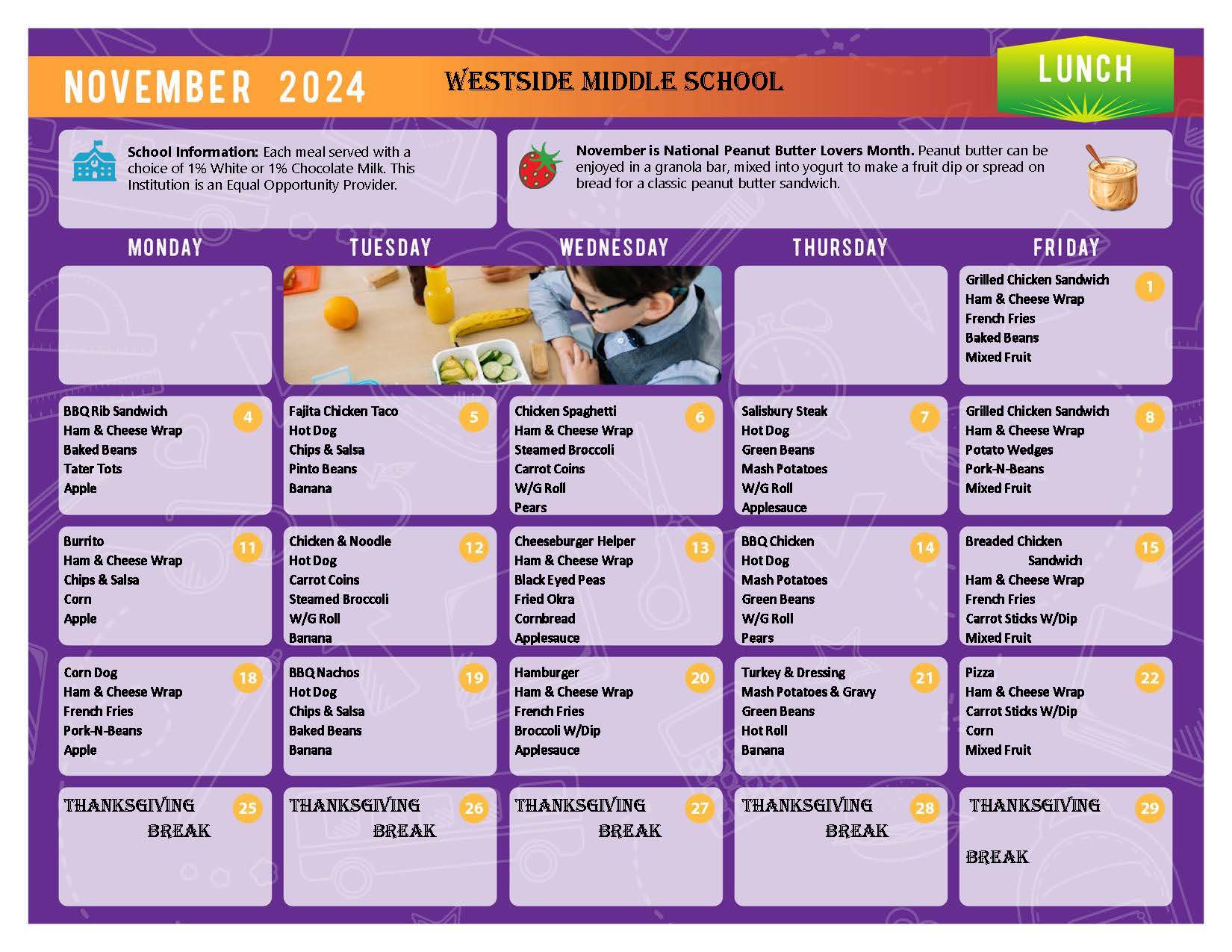Dining Menus for Schools | Westside Consolidated School District
