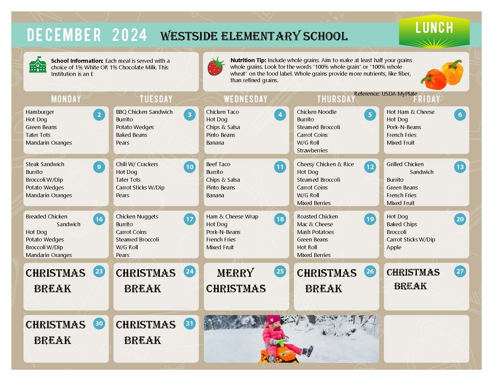 Dining Menus for Schools | Westside Consolidated School District