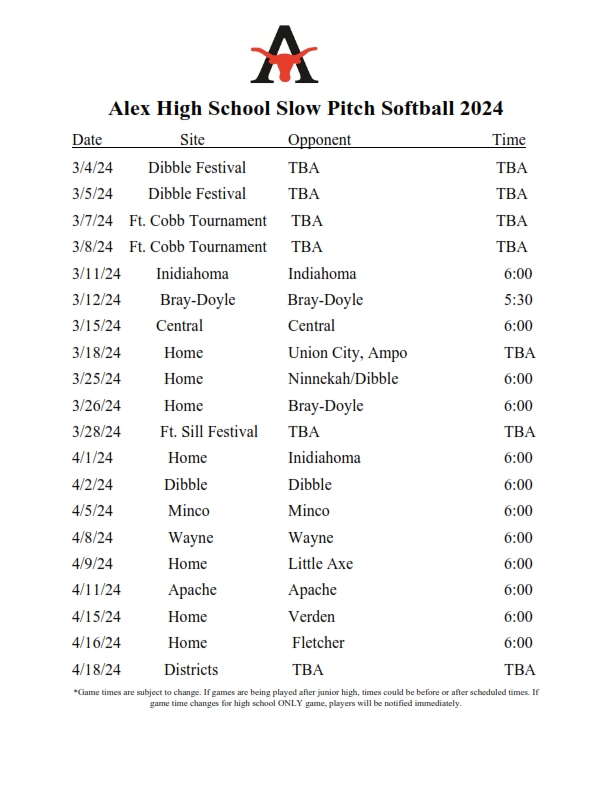 Softball | Alex Public Schools