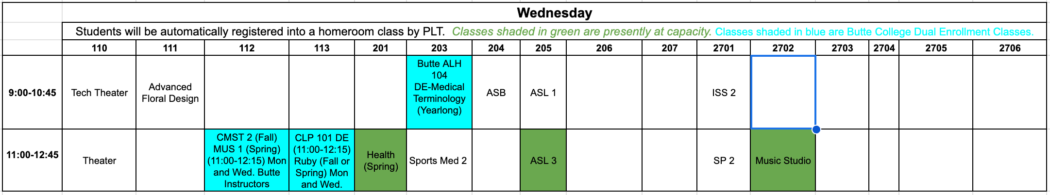 Class Schedule | CORE Butte High School