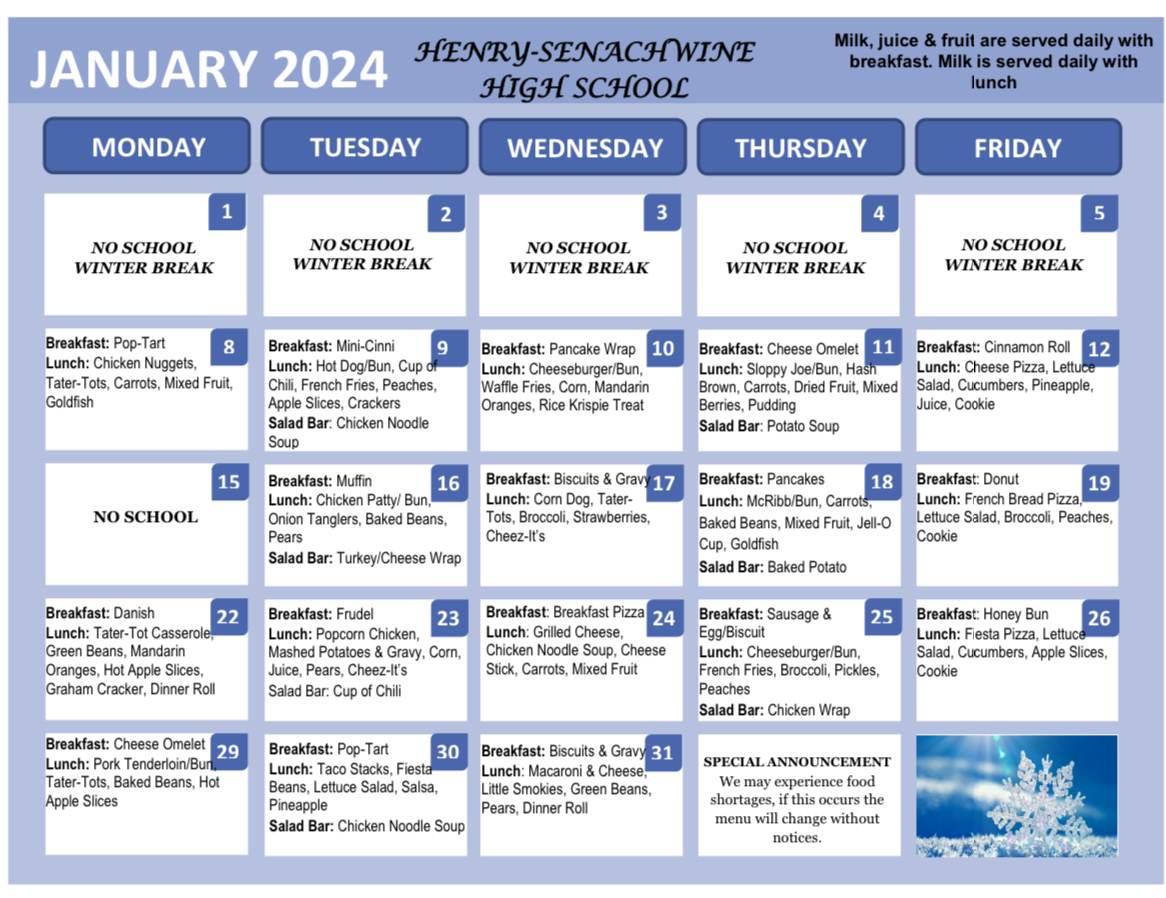 Lunch Menu | Henry-Senachwine High School