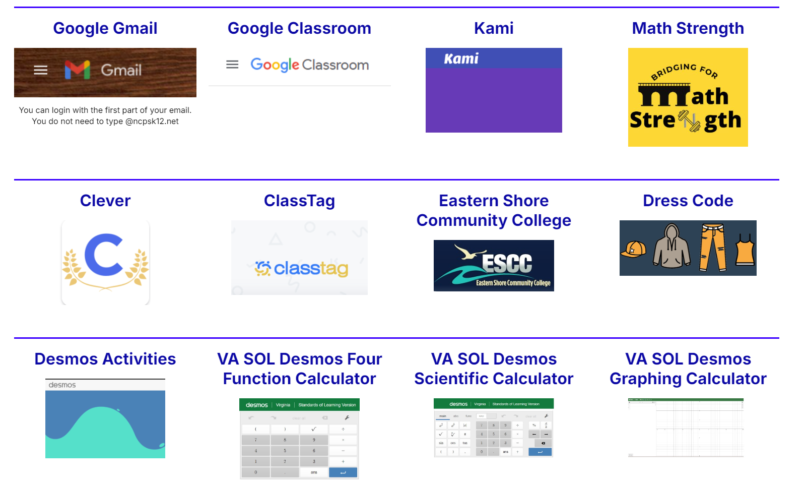 Student Resource Links | Northampton County Public Schools
