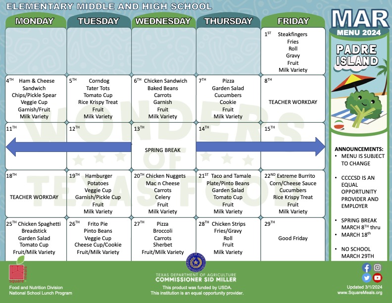 Menus | Crockett County CCSD