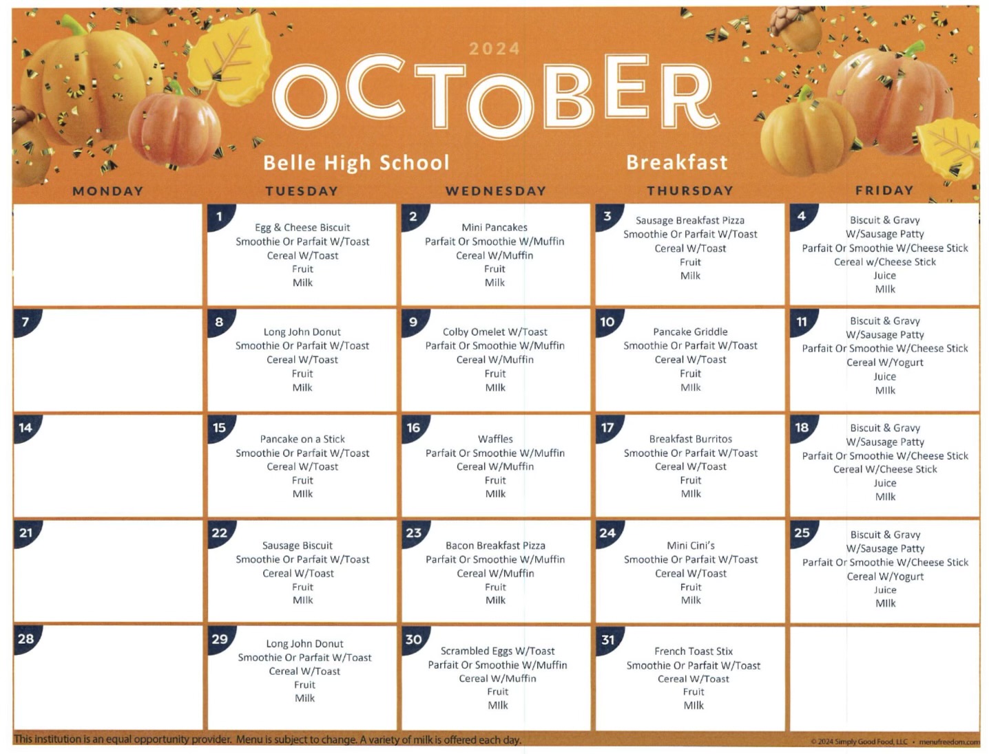 Food Service Menus | Maries County R-2 School District