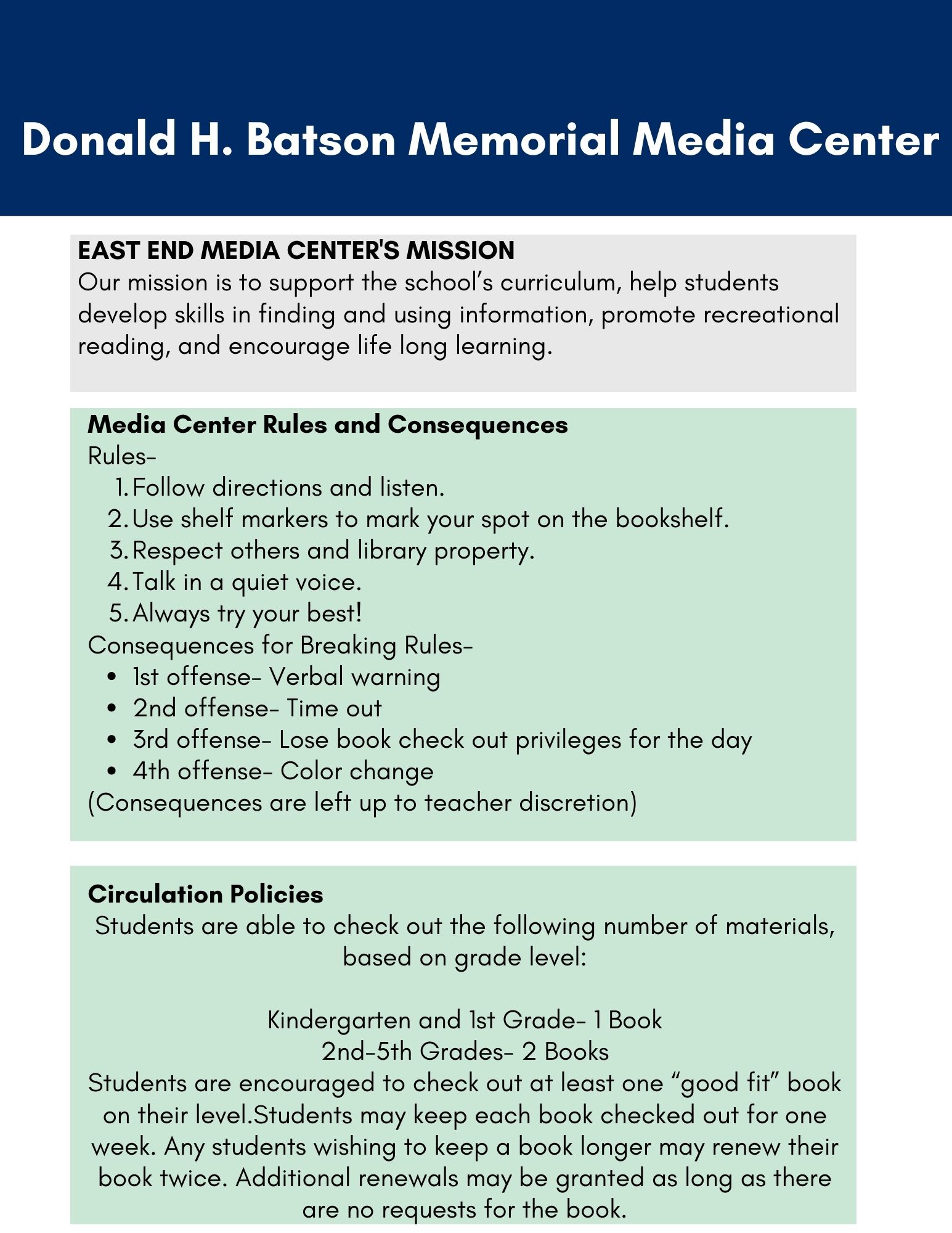 Library Media Center | East End Elementary School