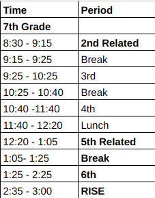 Schedules | Liberty Middle School