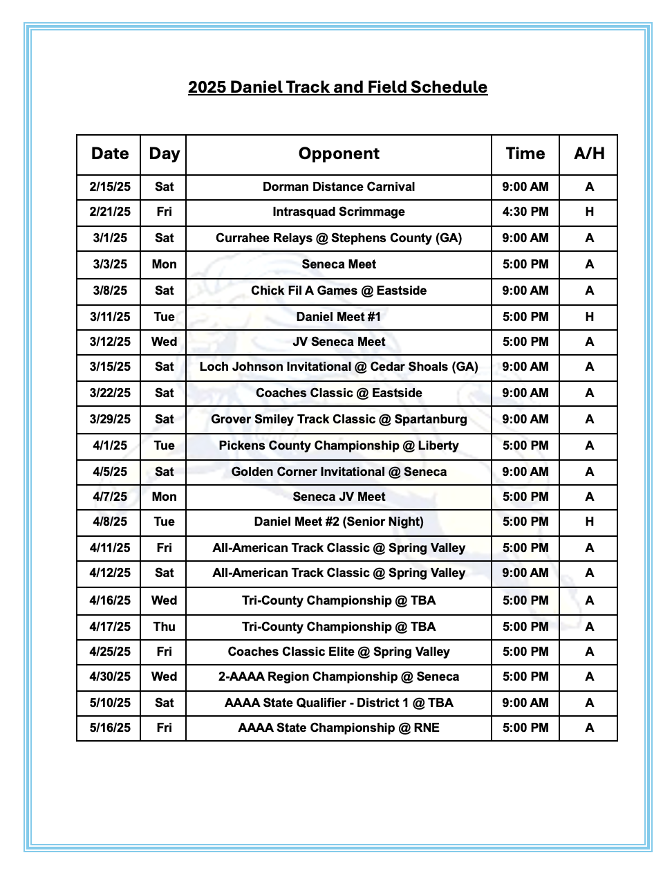 Track and Field | D.W. Daniel High School
