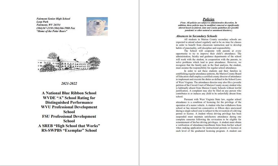 Student Handbook | Fairmont Senior High School