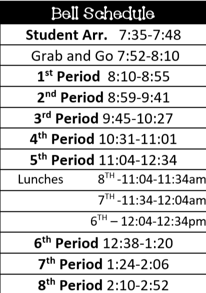 Bell Schedule | Harpers Ferry Middle School