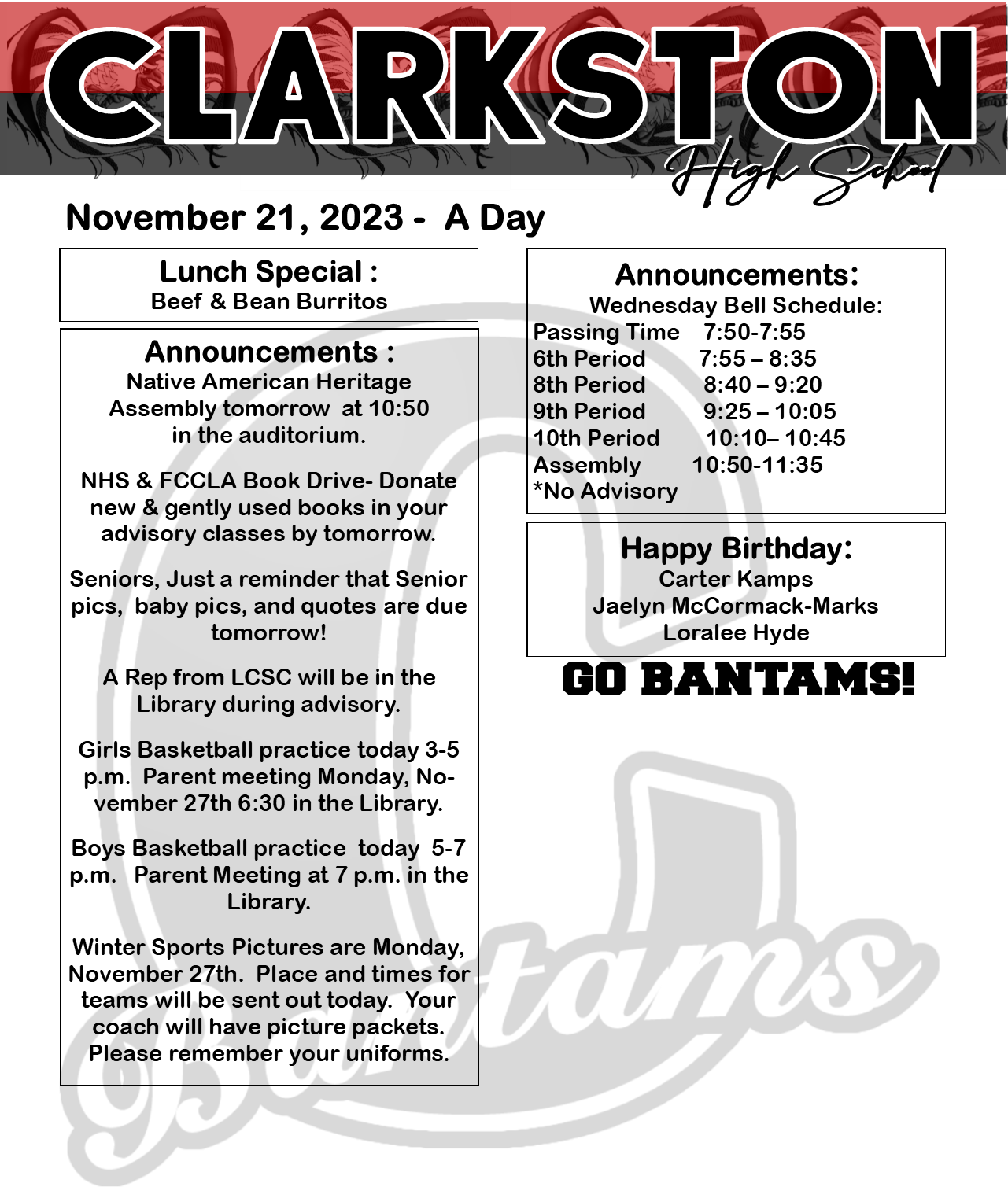 Daily Announcements | Clarkston High