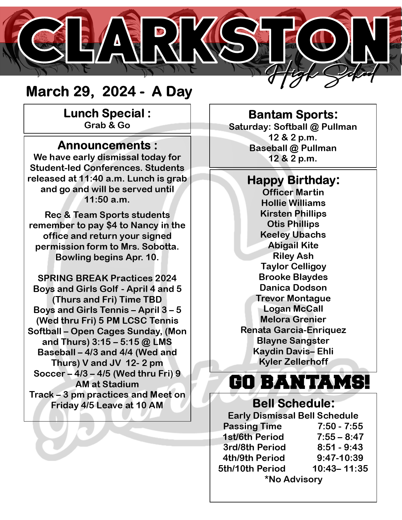 Daily Announcements | Clarkston High