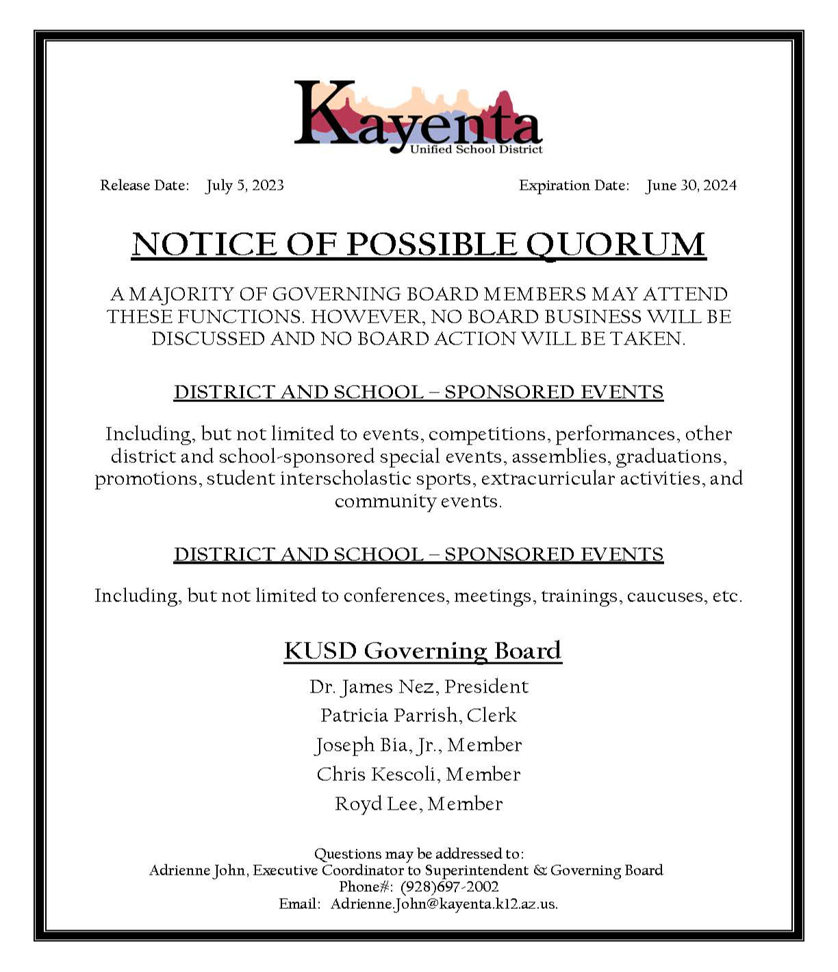 Governing Board | Kayenta Unified School District