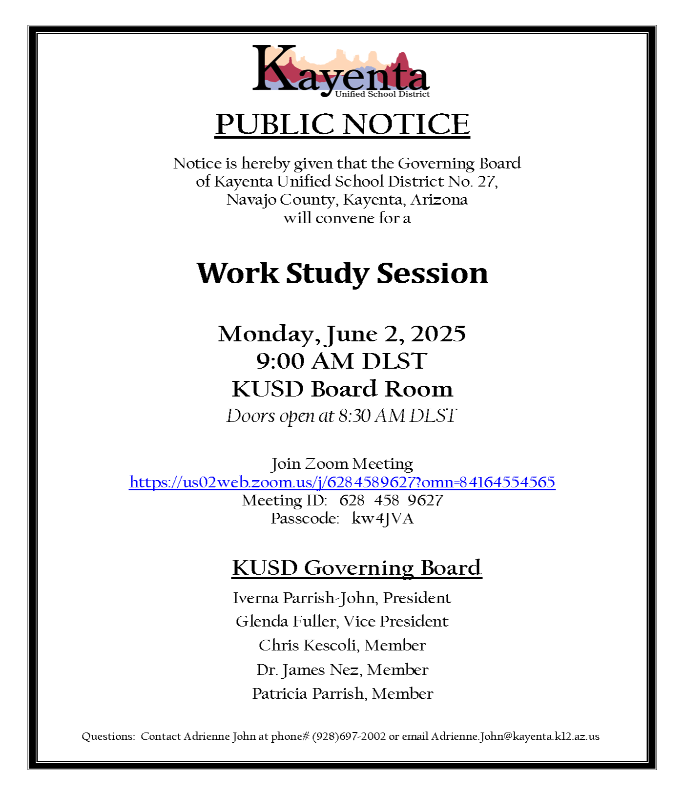 Governing Board | Kayenta Unified School District