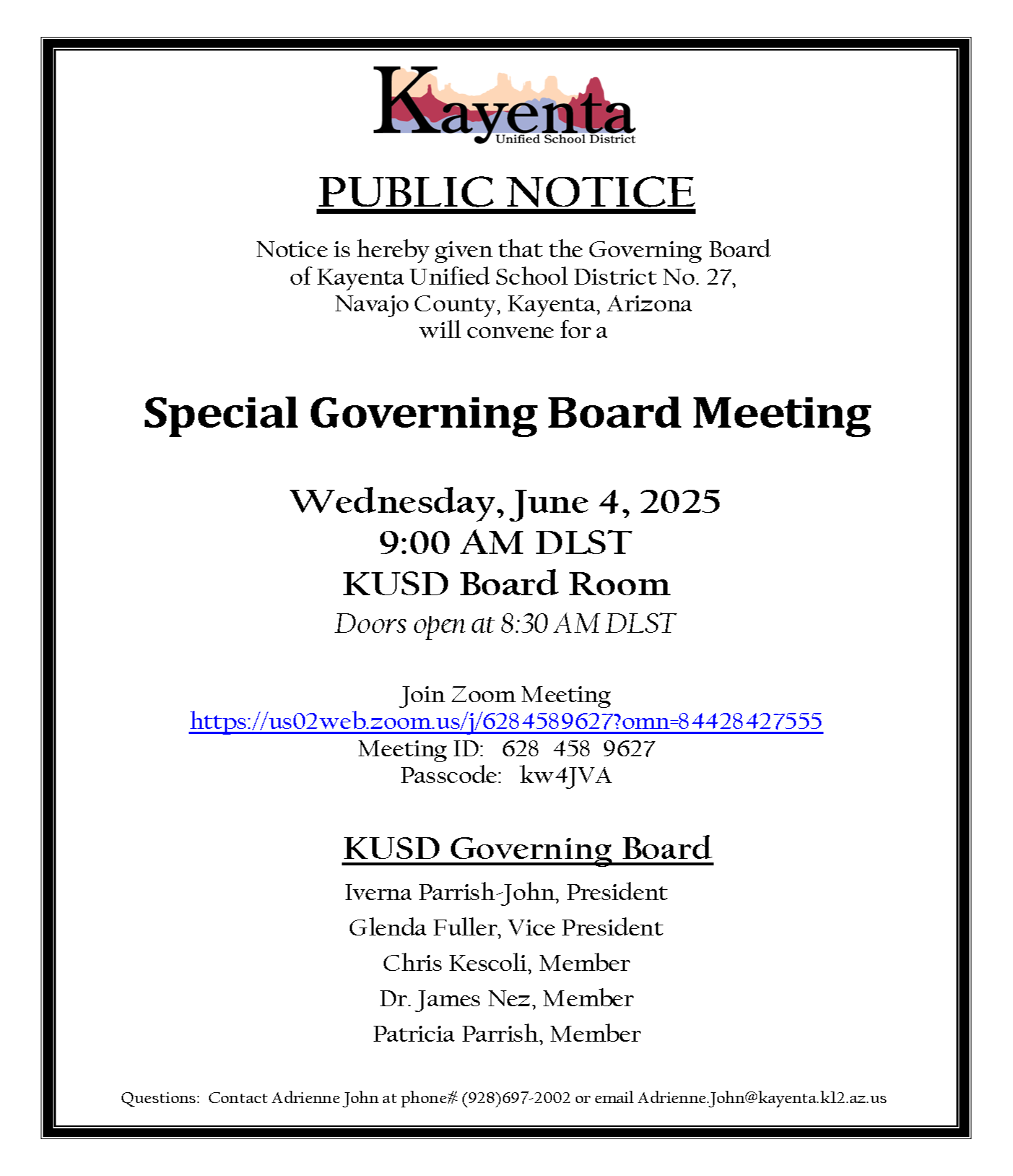 Governing Board | Kayenta Unified School District