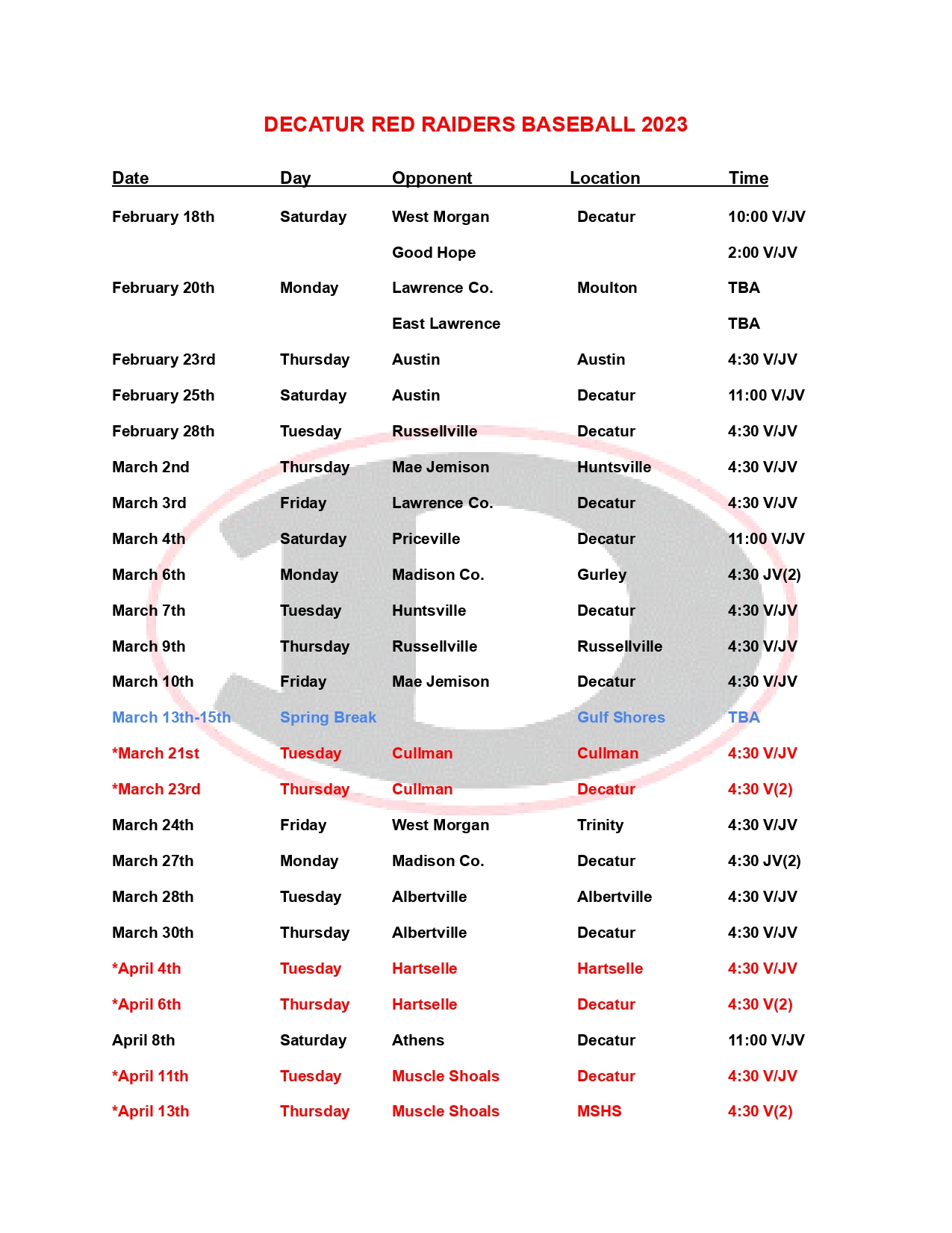 Baseball | Decatur High School