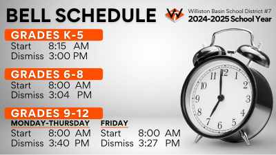Bell Schedule for 2024/2025 School Year | WBSD#7