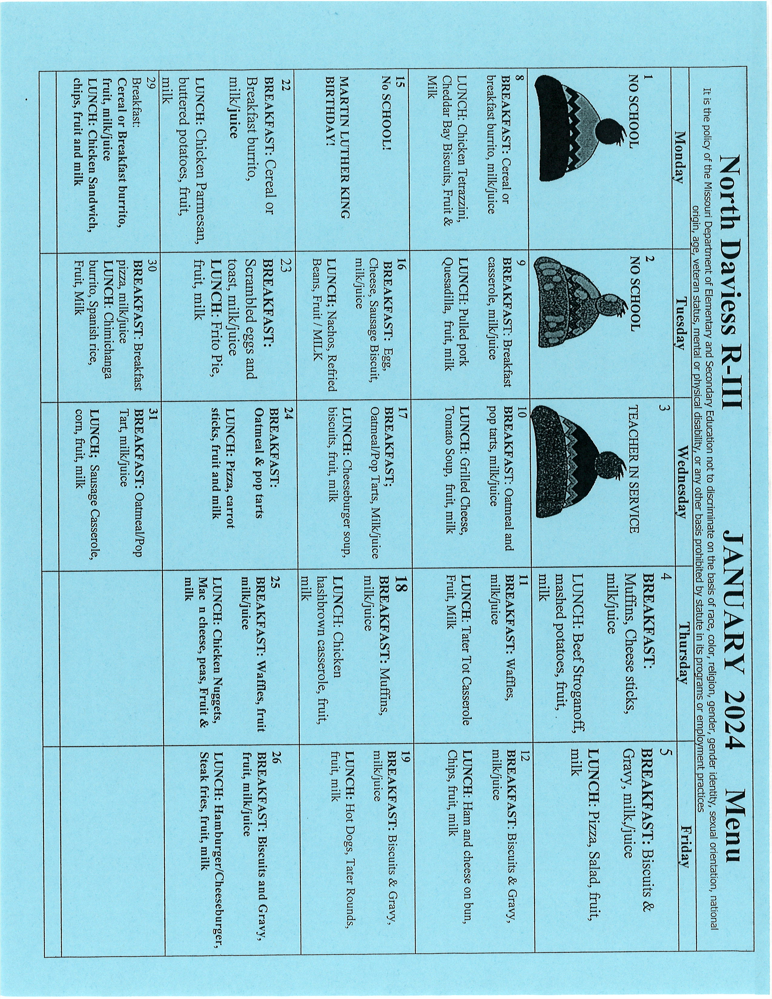 Lunch Menu | North Daviess R-III School District