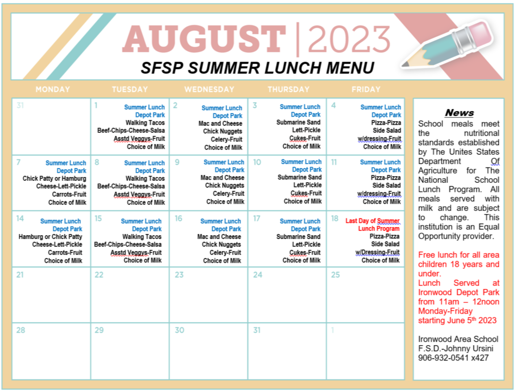 School Lunch Program | Ironwood Area Schools