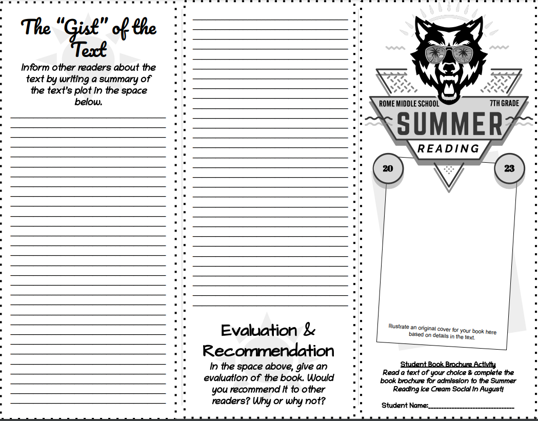 7th Grade Book Report Template