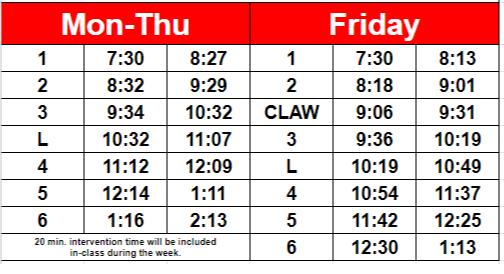 Bell Schedules | Bear River High School