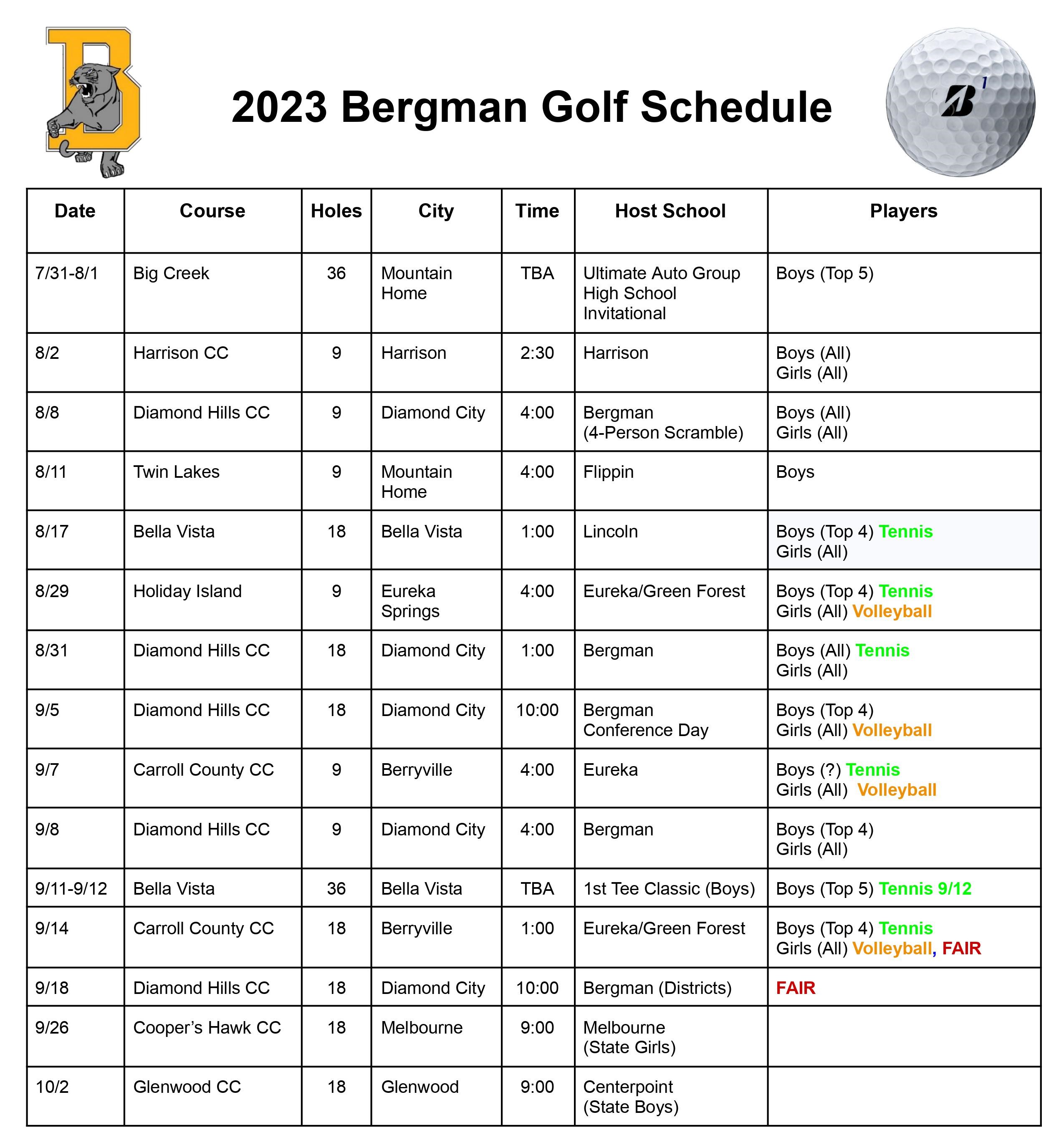 Golf | Bergman Public Schools
