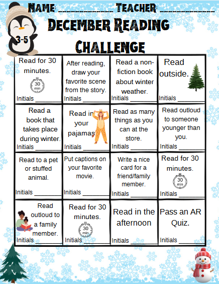 December Reading Challenge | J.D. Parker Elementary School