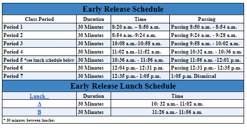School Hours and Bell Schedules | Martin County High School