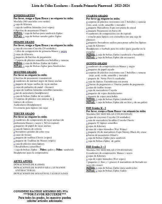 Parents & Students | Pinewood Elementary School