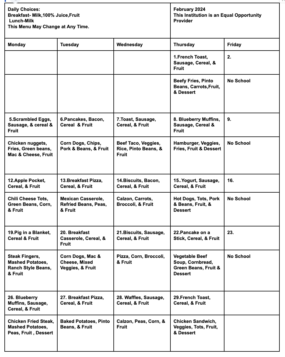 Food Menus | Dew Independent School District