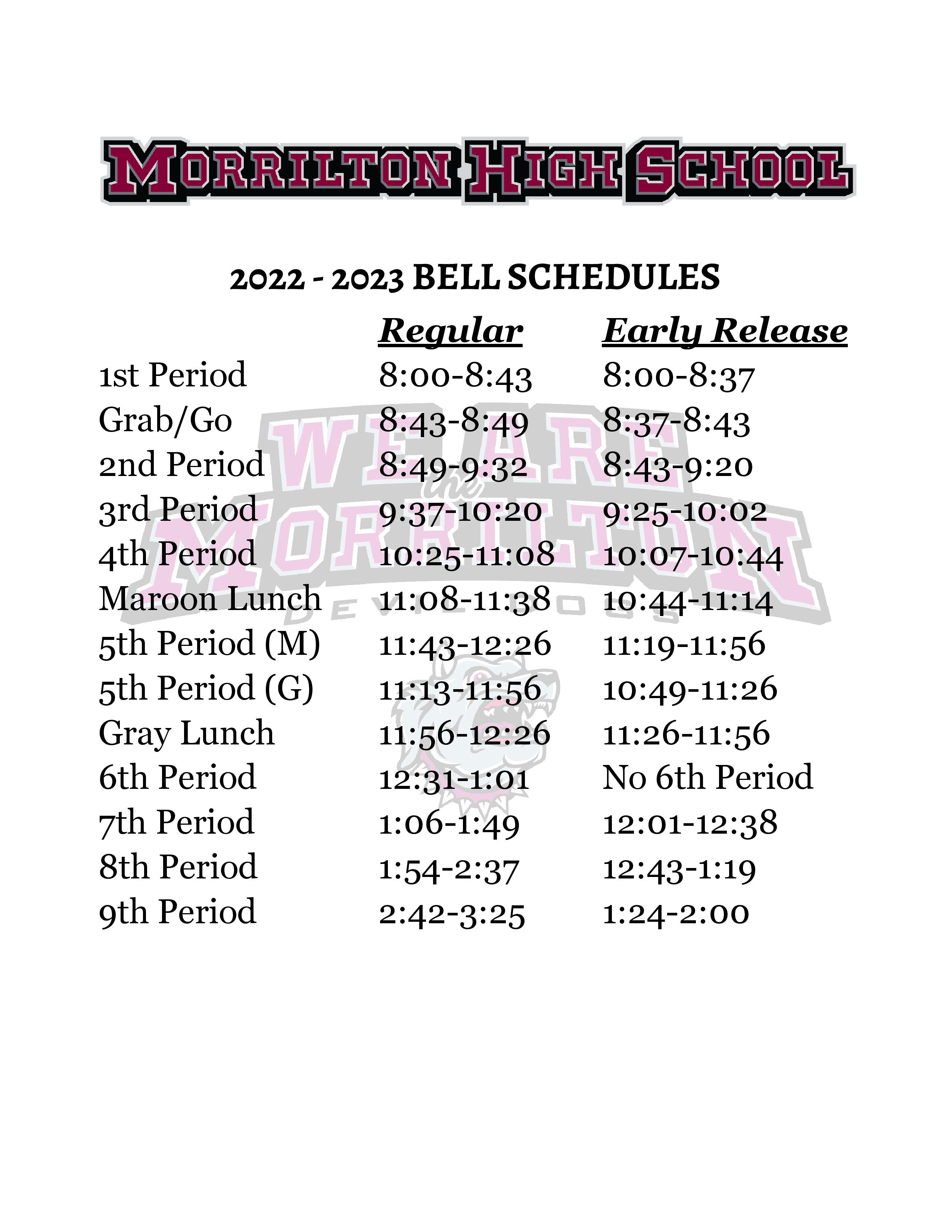 Bell Schedules | Morrilton High School