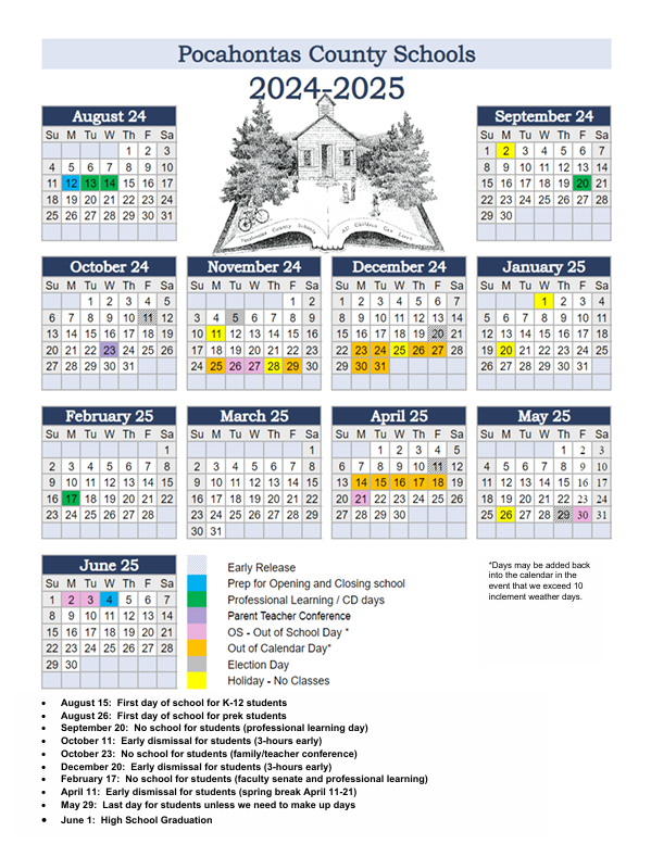School Calendar | Pocahontas County Schools