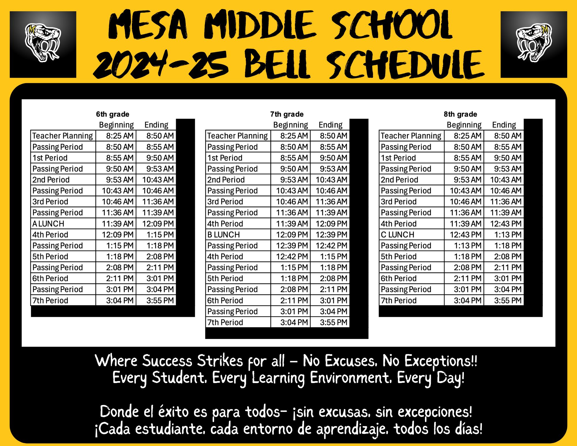 Mesa Bell Schedule | Mesa Middle School